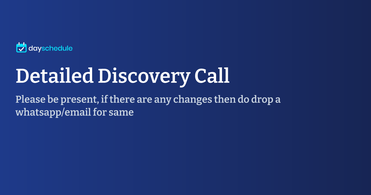 Detailed Discovery Call